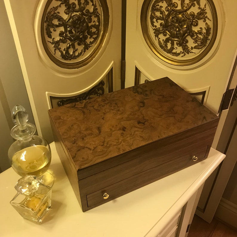 Handmade Watch Box (10 Compartments and Drawer) - Burr Walnut With ...