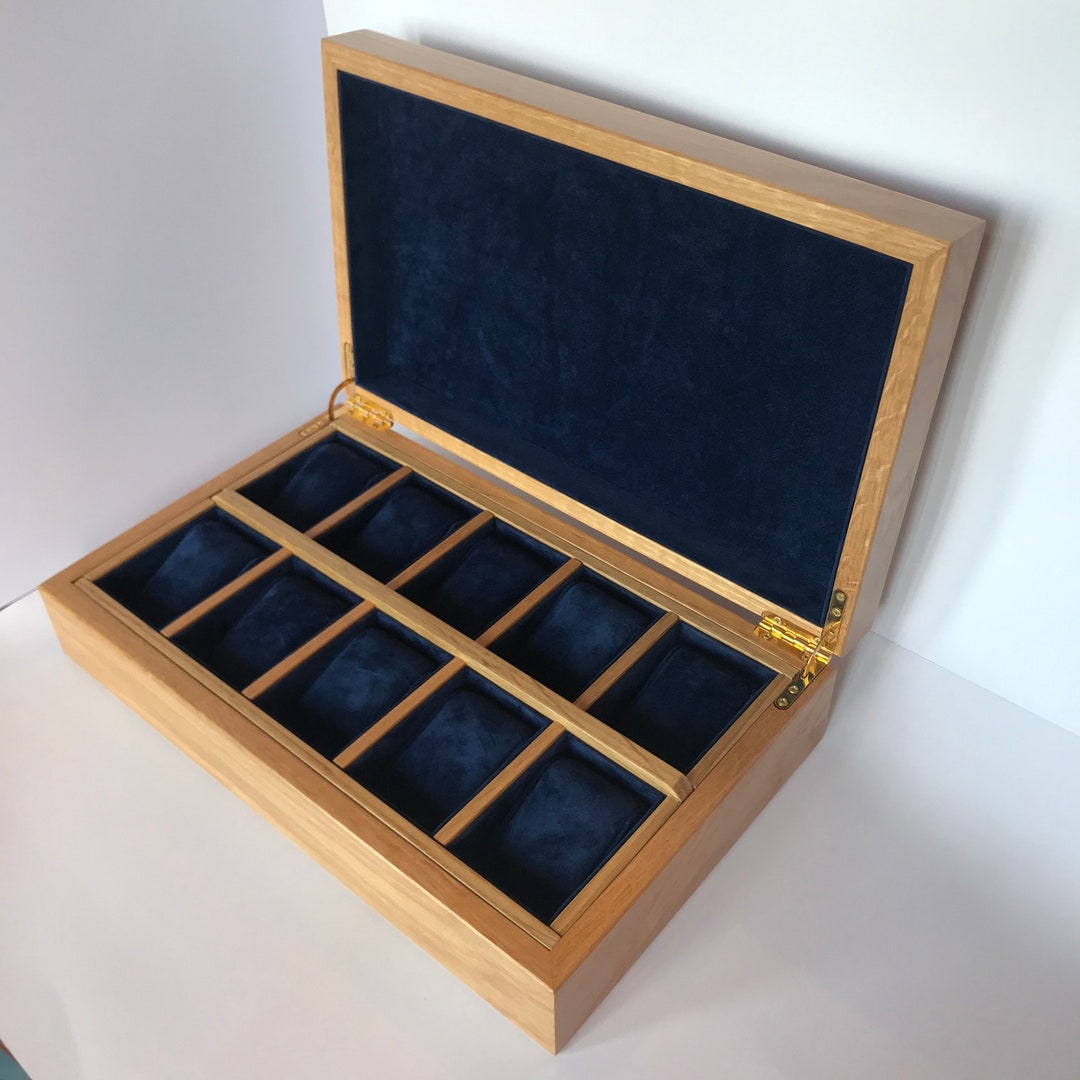 Handmade Watch Box (10 Compartments) - Olive Ash Burr With Optional ...