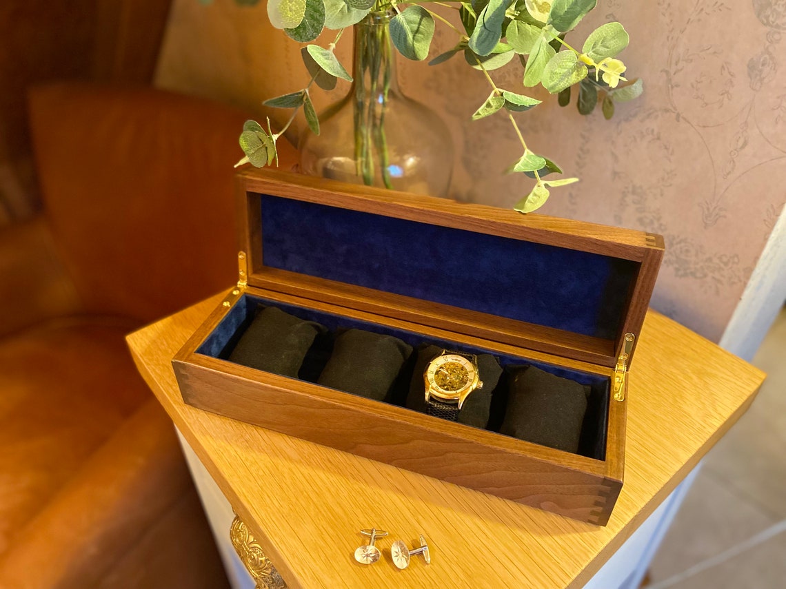 Handmade Watch and Cufflink Box Natural Walnut Finish With - Etsy