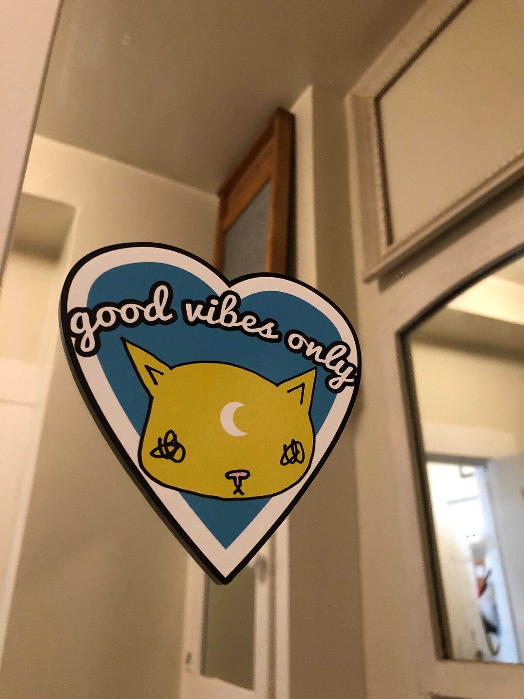 Ian Good Vibes Only Static Cling Mirror & Window Cat Cling - Etsy