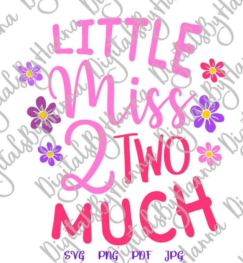 2nd Birthday SVG File for Cricut Sayings Little Miss Two Much - Etsy