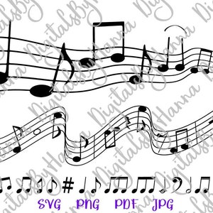 Music SVG Files for Cricut Sheet Music Notes Musical Staff Clipart ...
