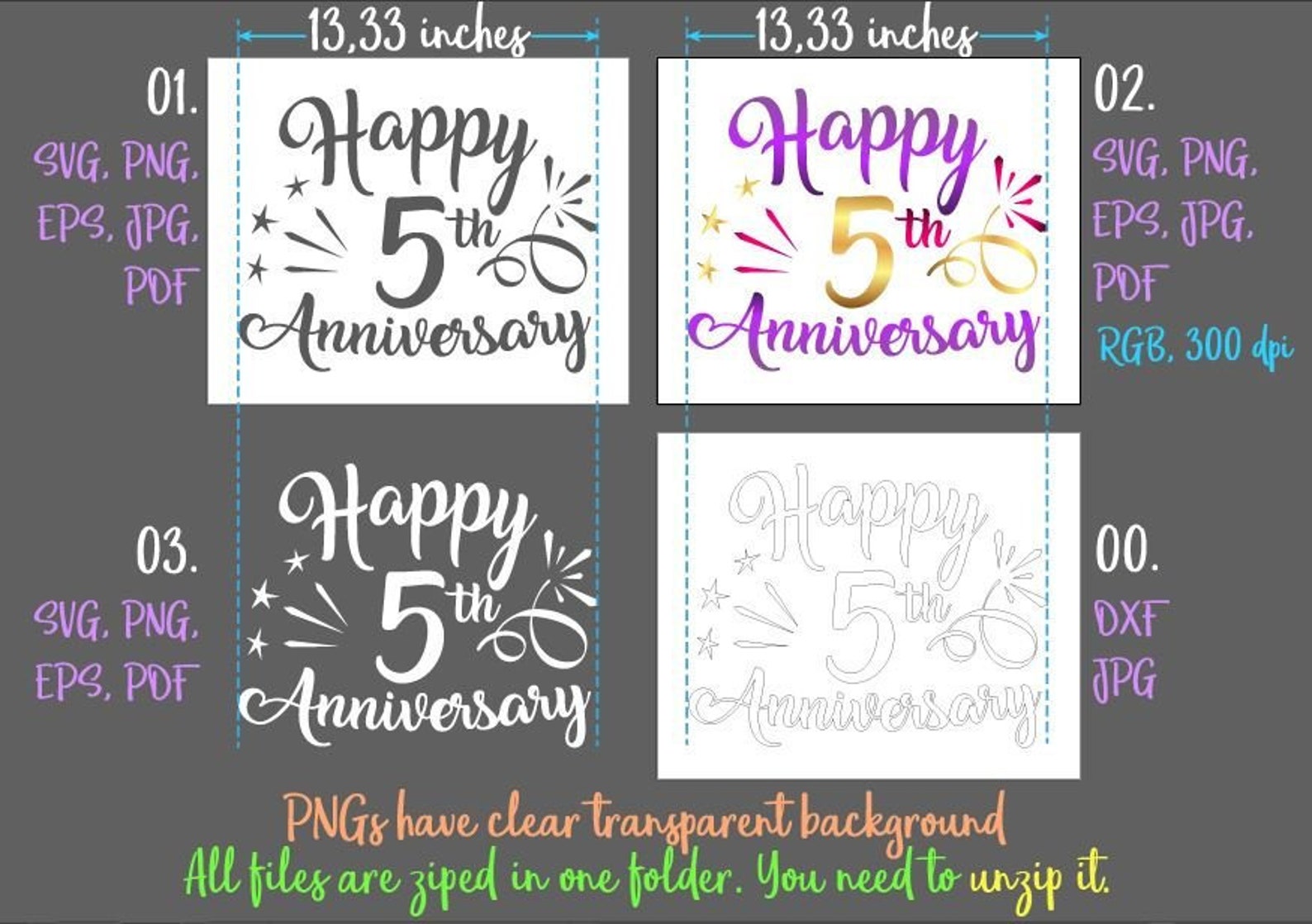 Happy 5th Anniversary SVG File for Cricut Wood Wedding Fifth - Etsy