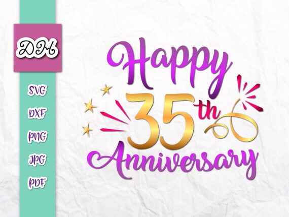 Happy 35th Anniversary SVG Files for Cricut Jade Coral Wedding | Etsy