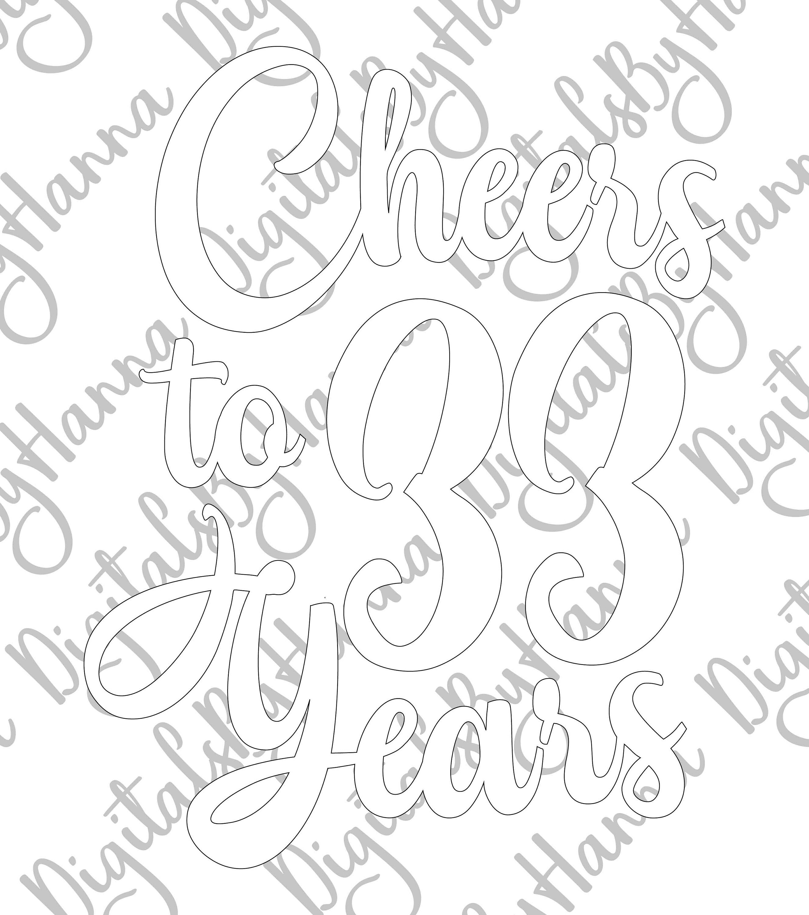 33rd Birthday SVG Files for Cricut Saying Cheers to 33 Years - Etsy