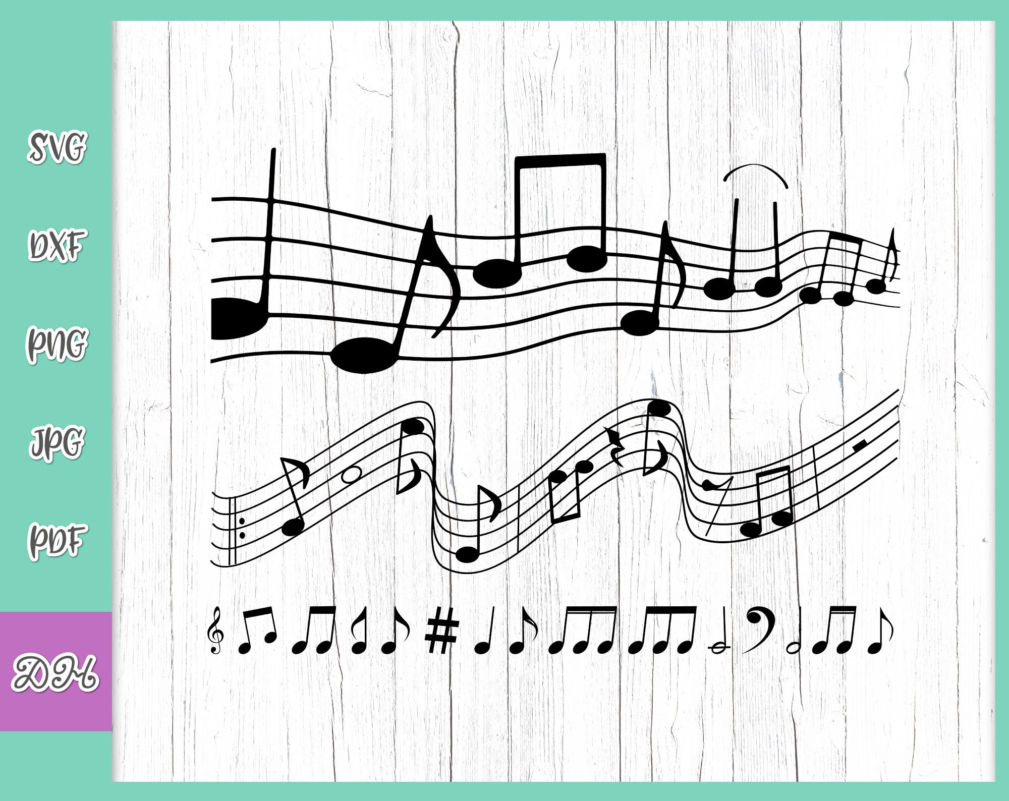 Music SVG Files for Cricut Sheet Music Notes Musical Staff Clipart ...