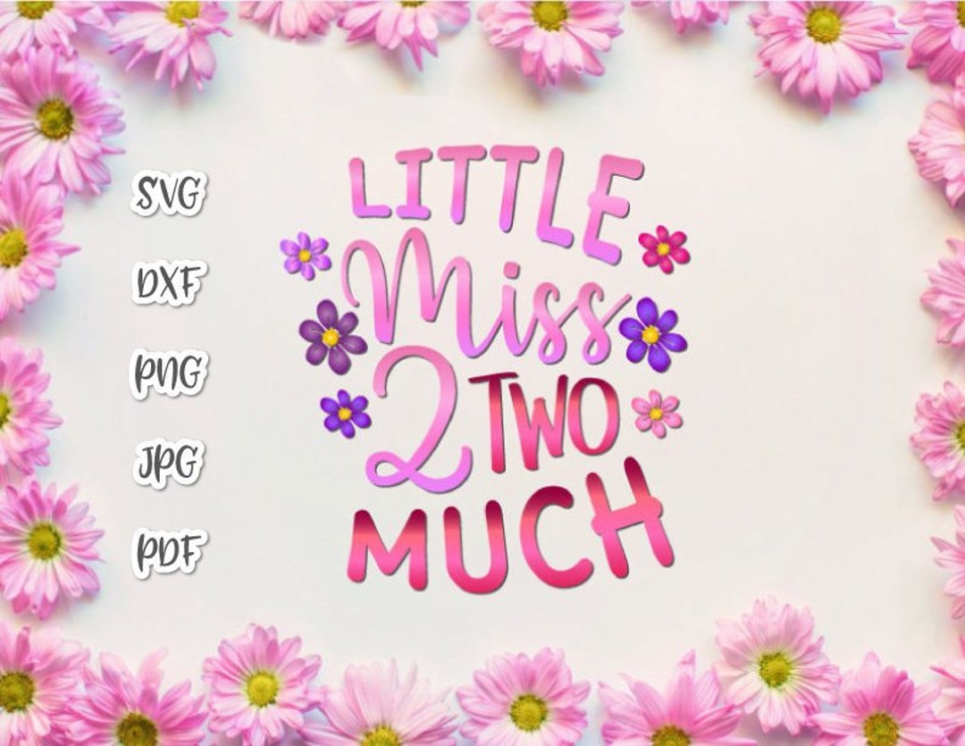 2nd Birthday SVG File for Cricut Sayings Little Miss Two Much SVG Year ...