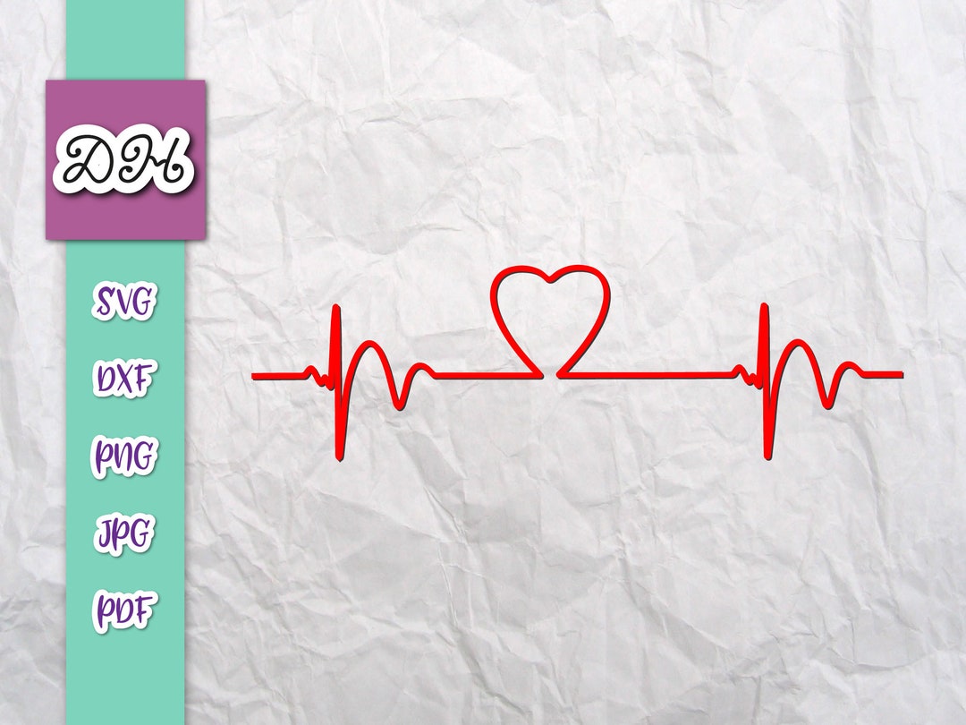 Heartbeat SVG Files for Cricut Ekg Heart Beat Cardiogram Clipart Pulse ...