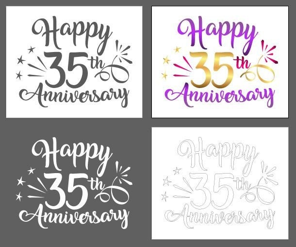 Happy 35th Anniversary SVG Files for Cricut Jade Coral Wedding | Etsy