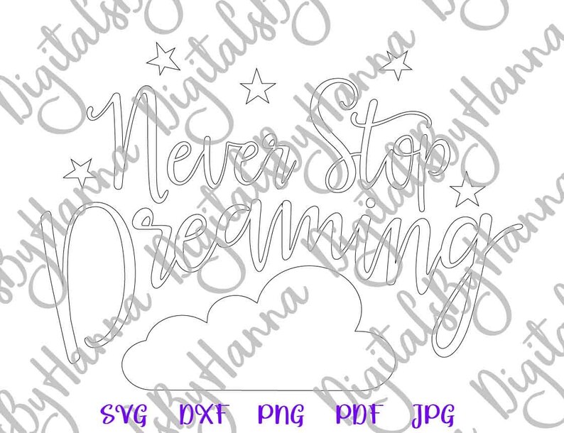 Inspirational Svg Files For Cricut Saying Never Stop Dreaming Etsy