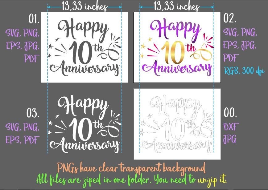 Happy 10th Anniversary SVG File for Cricut Tin Wedding Tenth | Etsy Canada