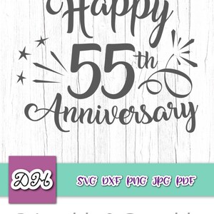 Happy 55th Anniversary SVG Files for Cricut Emerald Wedding Fifty Five ...