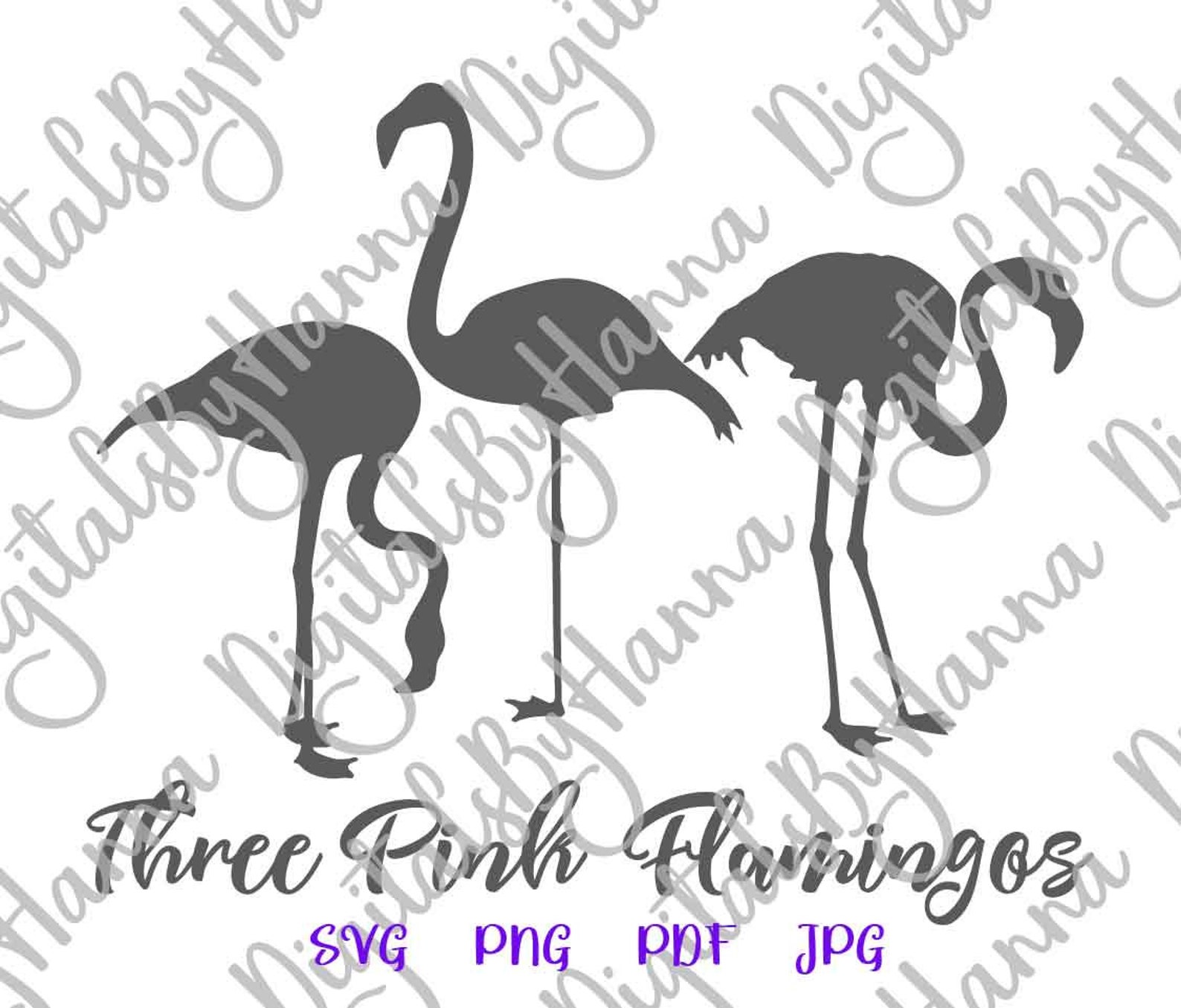 Flamingo SVG Files for Cricut Tropical Birds Clipart 3 Pink Three ...