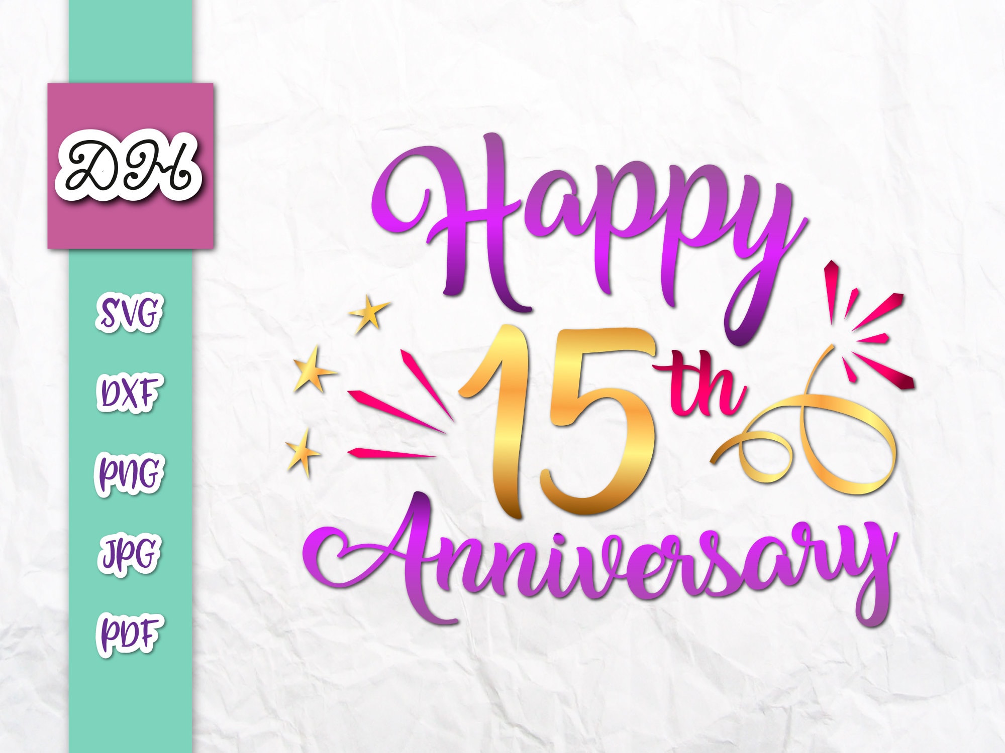 Happy 15th Anniversary SVG Files for Cricut Crystal Wedding - Etsy UK