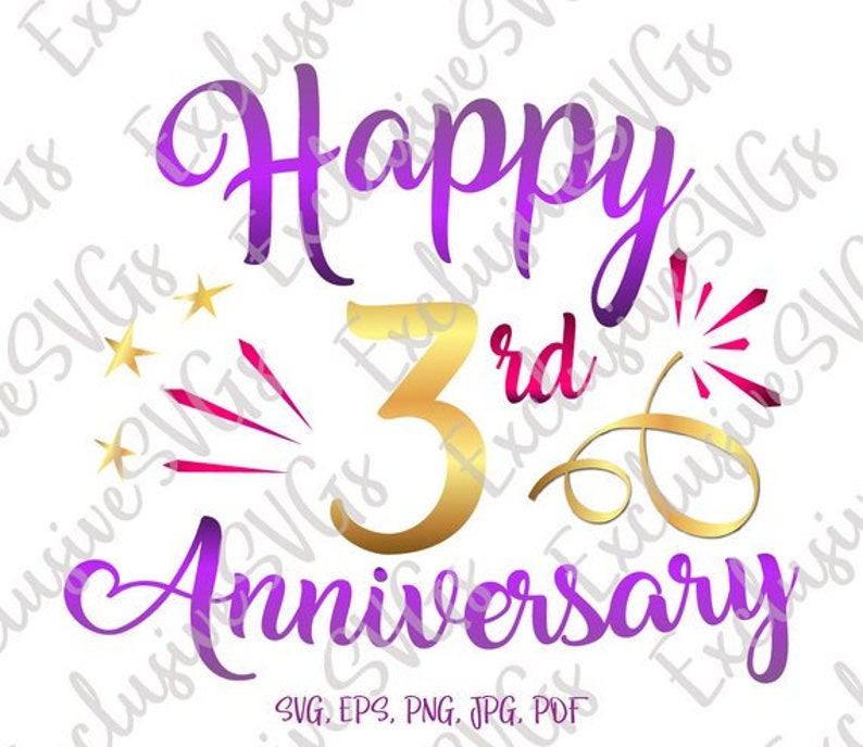 Happy 3rd Anniversary SVG Files for Cricut Leather Wedding - Etsy