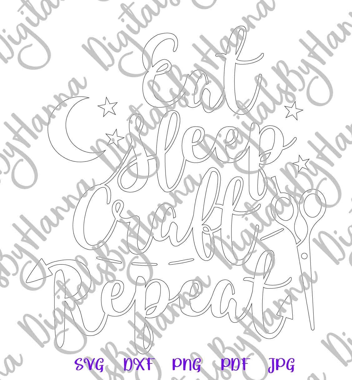 Crafty Girl Quote SVG Files for Cricut Sayings Eat Sleep Craft | Etsy