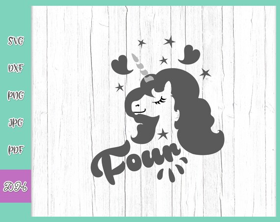 4th Birthday SVG Files for Cricut Saying Four Unicorn SVG | Etsy