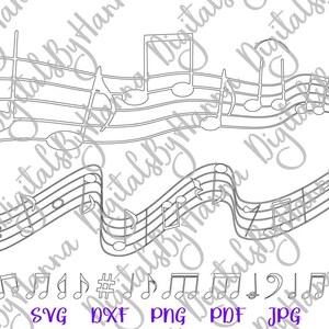 Music SVG Files for Cricut Sheet Music Notes Musical Staff Clipart ...