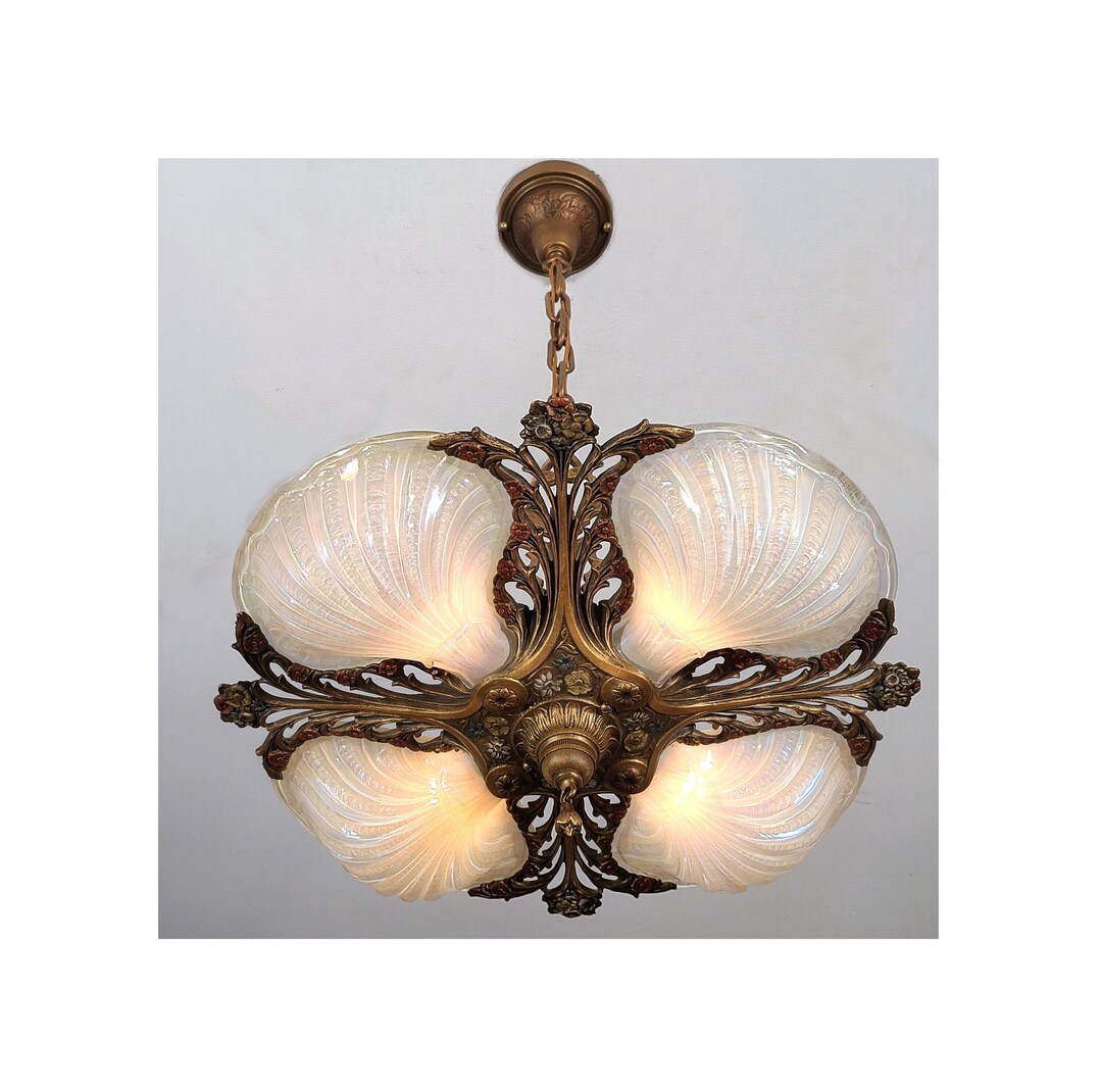 EXQUISITE Antique Conneaut Guth Aristolite Slip Shade Light - Etsy