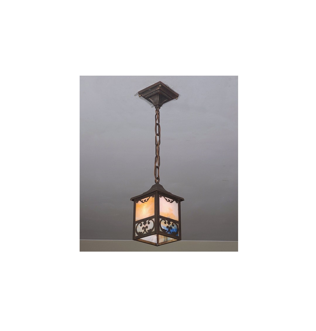 Restored Antique Slag Glass Porch Or Foyer Light Fixture Etsy