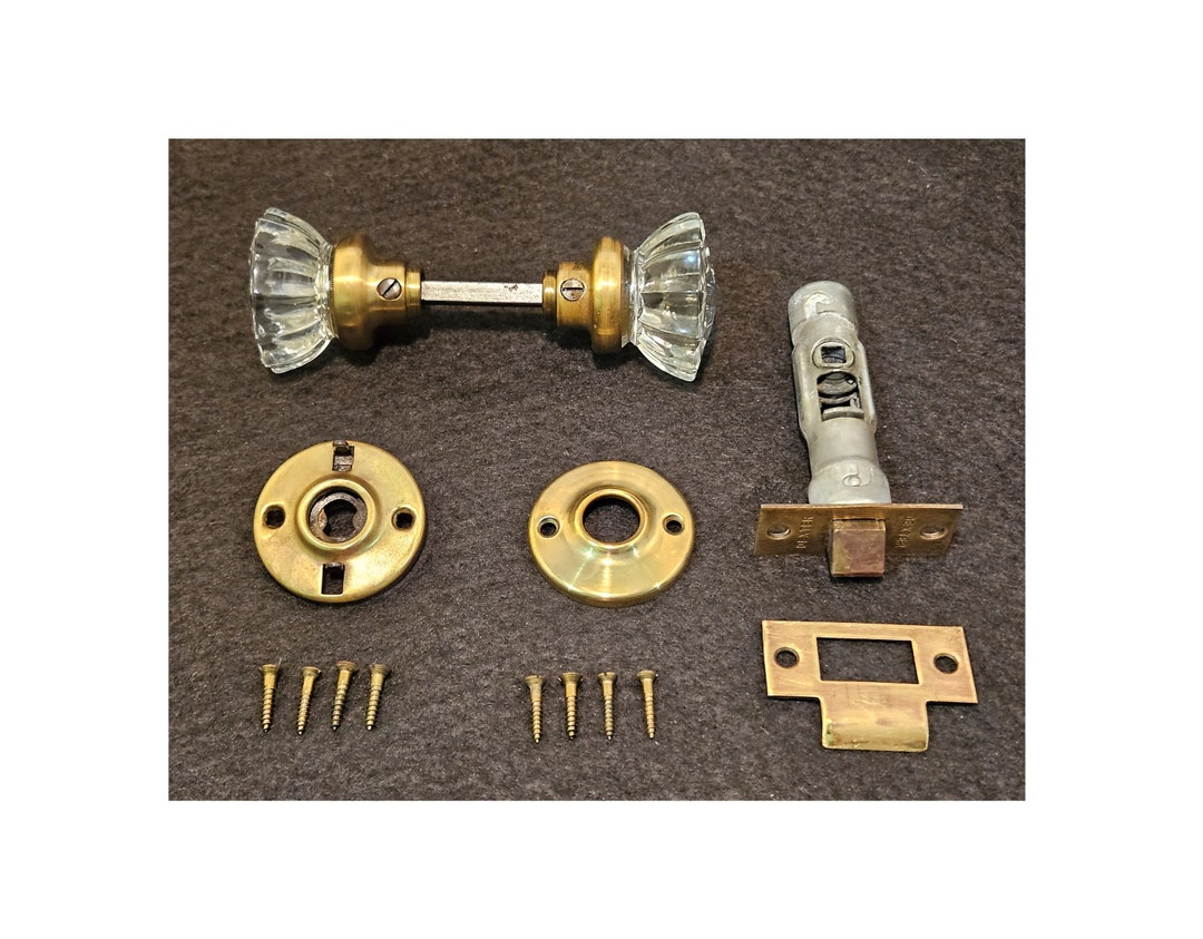 RESTORED! Antique Dexter Crystal Glass Door Knob Privacy Lockset ...