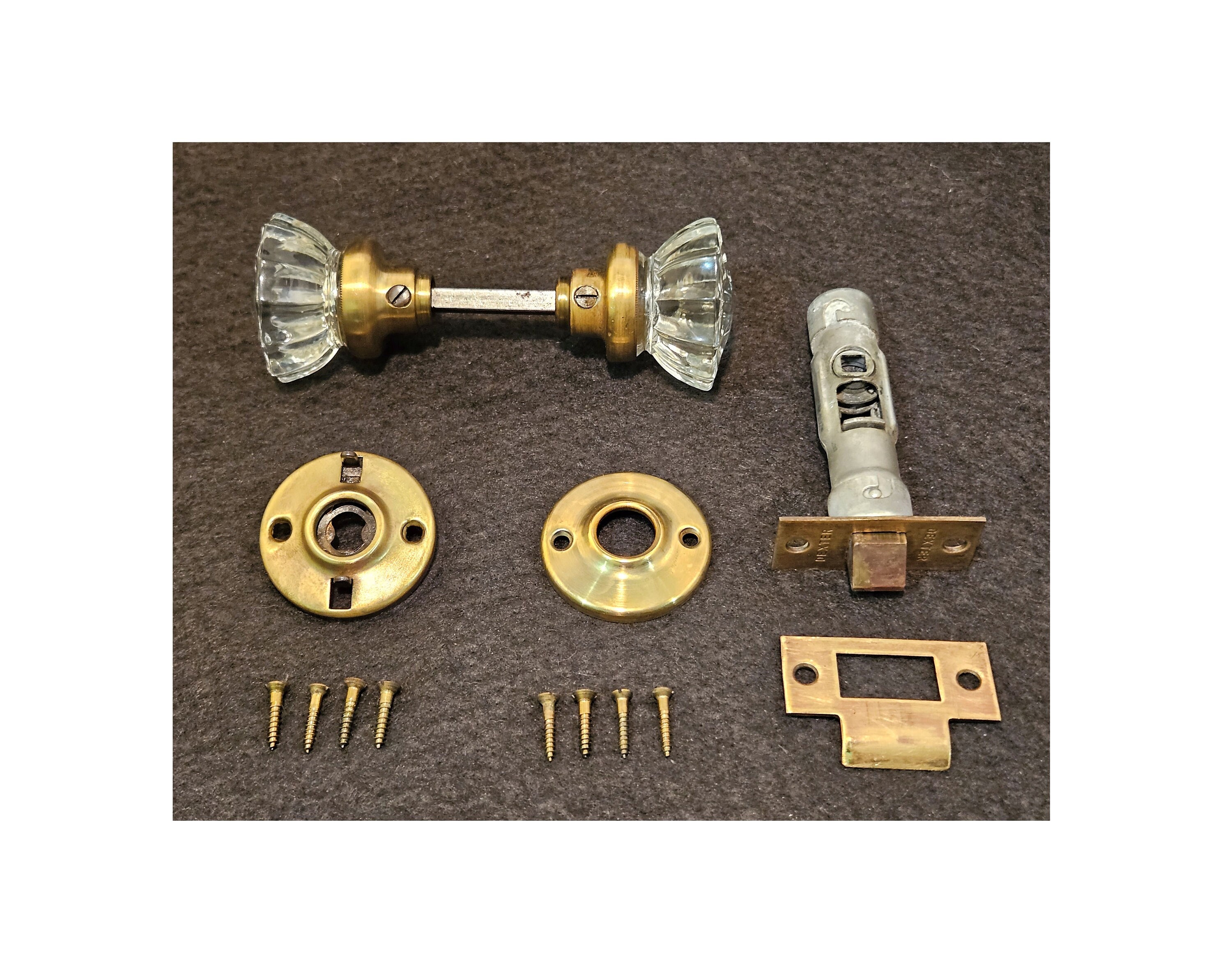 RESTORED! Antique Dexter Crystal Glass Door Knob Privacy Lockset ...