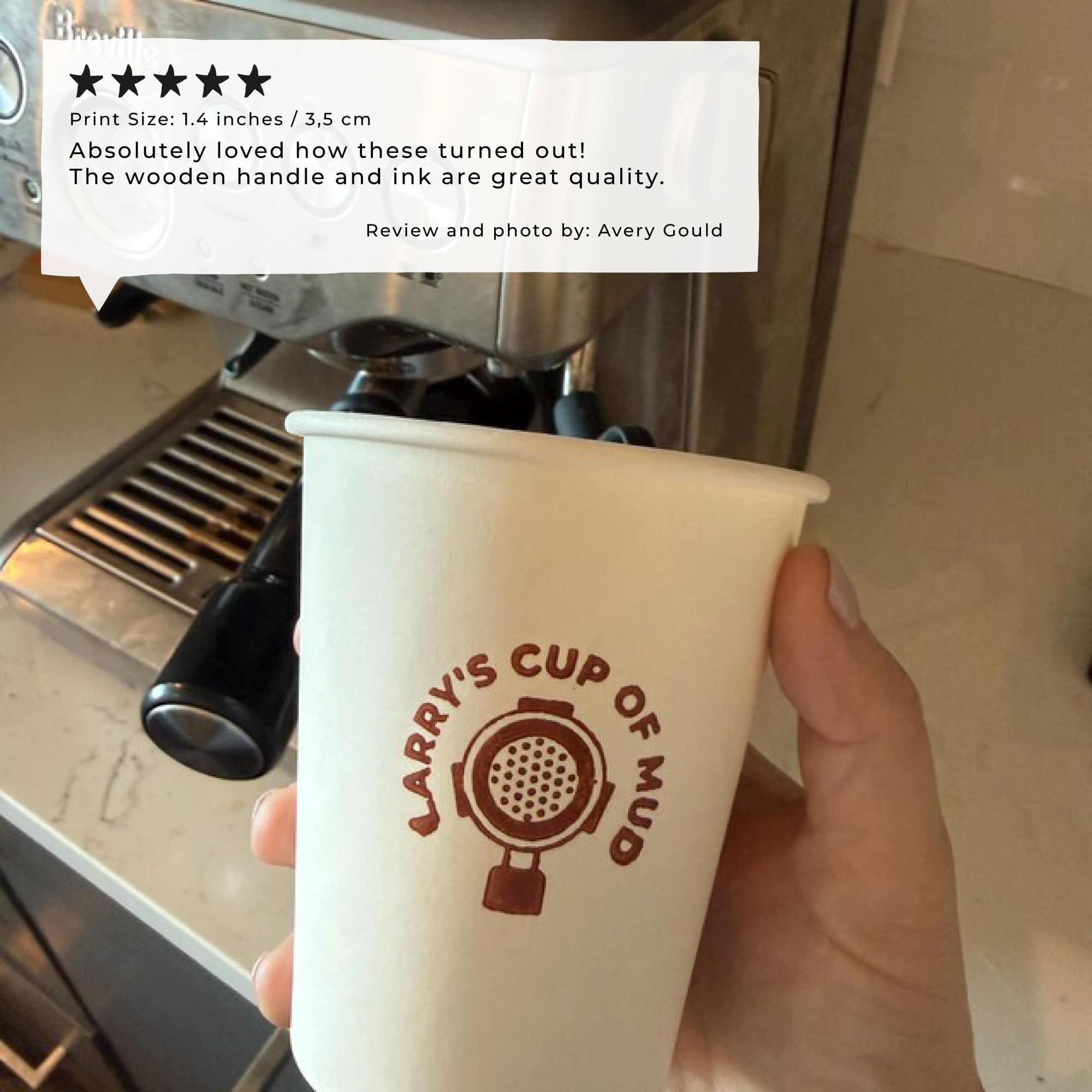 Custom Coffee Paper Cup Stamp With Premade Café Shop Logo, Personalized ...