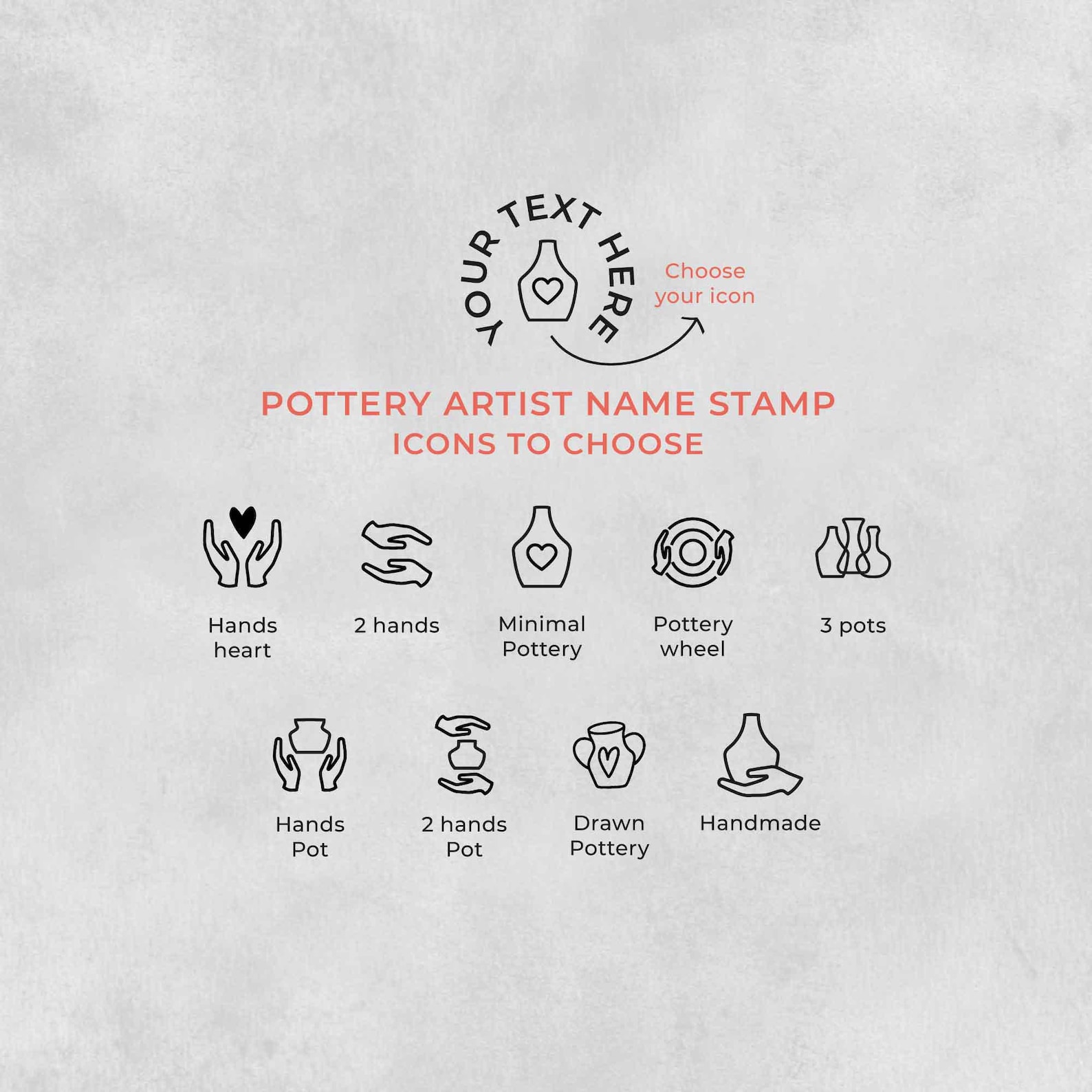 Pottery Artist Maker Marks Stamp With Clay Icon, Custom Ceramic ...