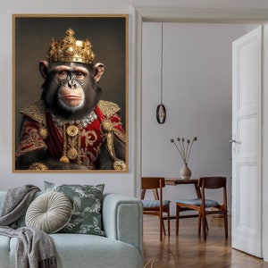 Chimp Vintage Portrait, Altered Art Regal Monkey Animal Print, Animal ...