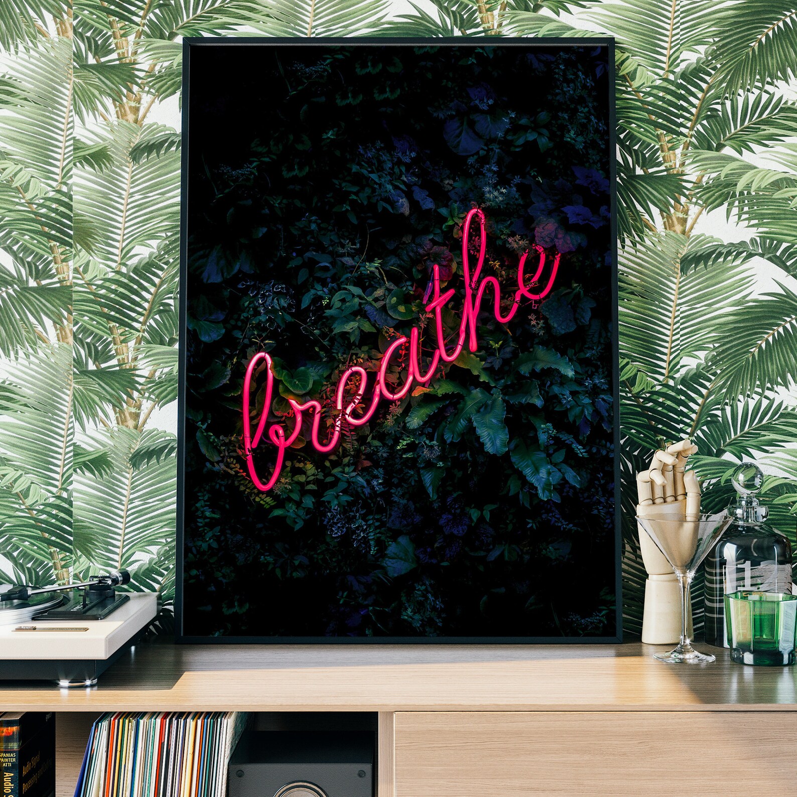 Breathe Neon Sign Art Print – Inspirational Quote, Motivational Wall ...