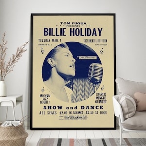 Vintage Billie Holiday Jazz Poster, Music Quote, Typography Wall Decor ...
