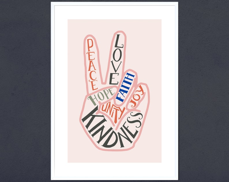 Peace sign art print peace and love Inspirational Wall Art | Etsy