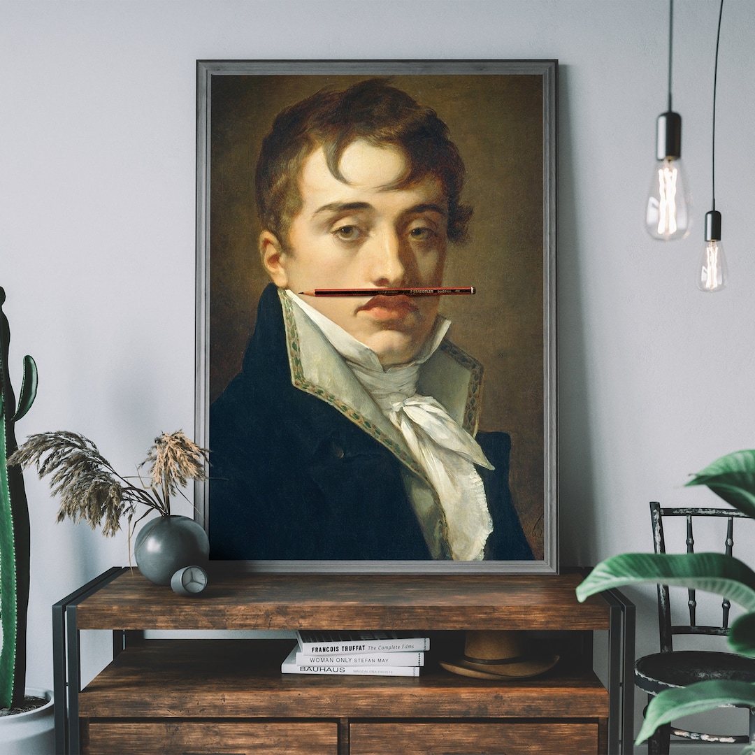 Altered Art Print – Pencil Moustache Renaissance Portrait Painting ...