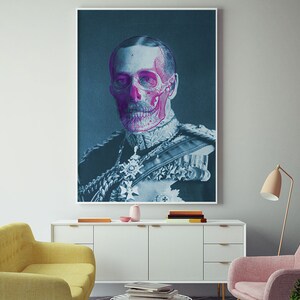 King George Art Print, Vintage Abstract Skull Print, Royal Family ...