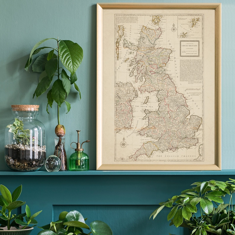 Vintage Great Britain Map Historical UK Map Art Print - Etsy