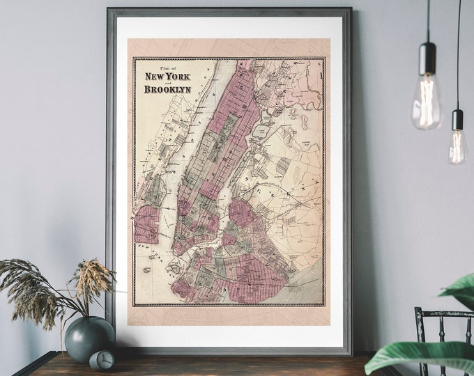 Manhattan Map New York City Grid Map Print - Etsy