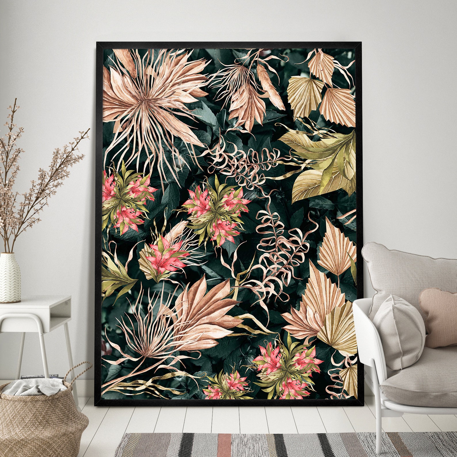 Floral Pattern Print, Maximalism Poster, Botanical Wall Decor, Tropical ...