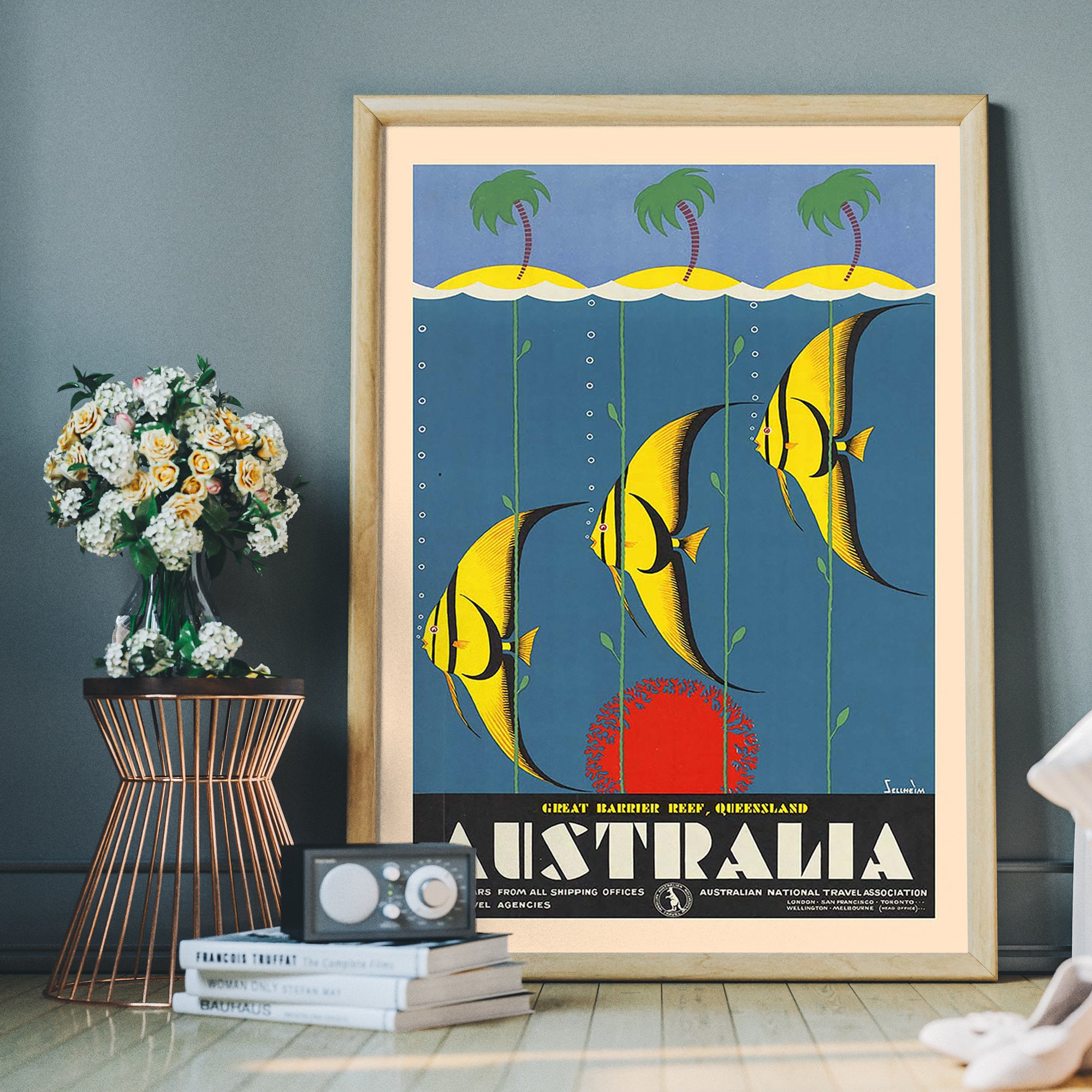 Australia Travel Poster, Great Barrier Reef Illustration, Antique ...