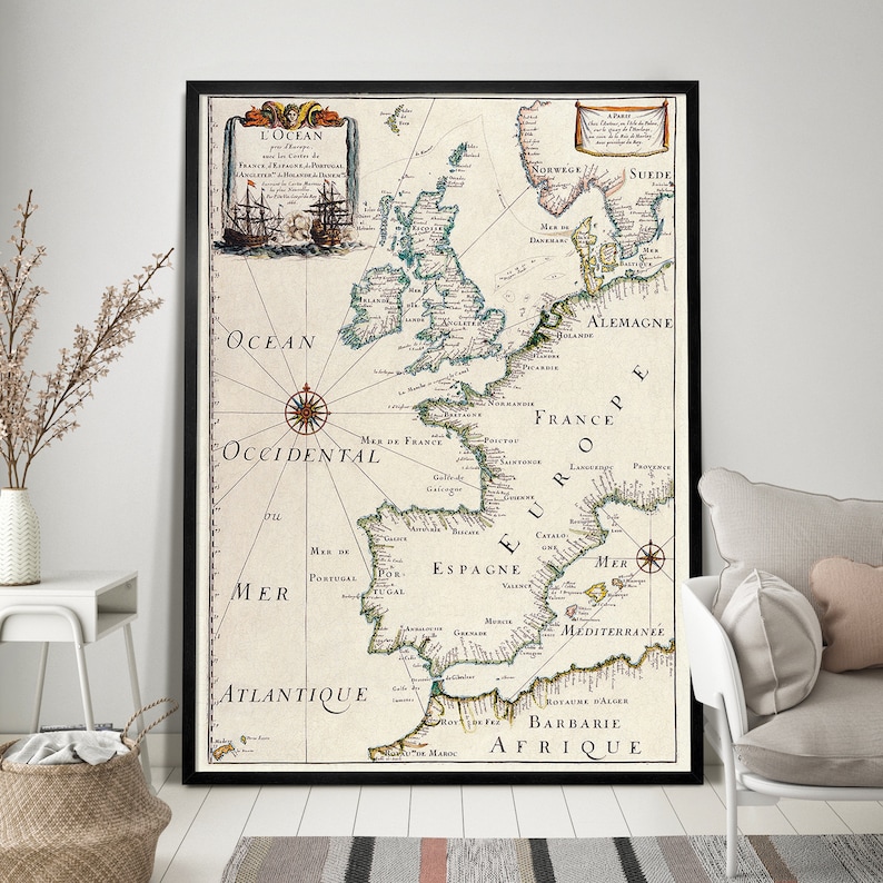 Vintage Map of Europe Historical Map Art Print Antique - Etsy Denmark