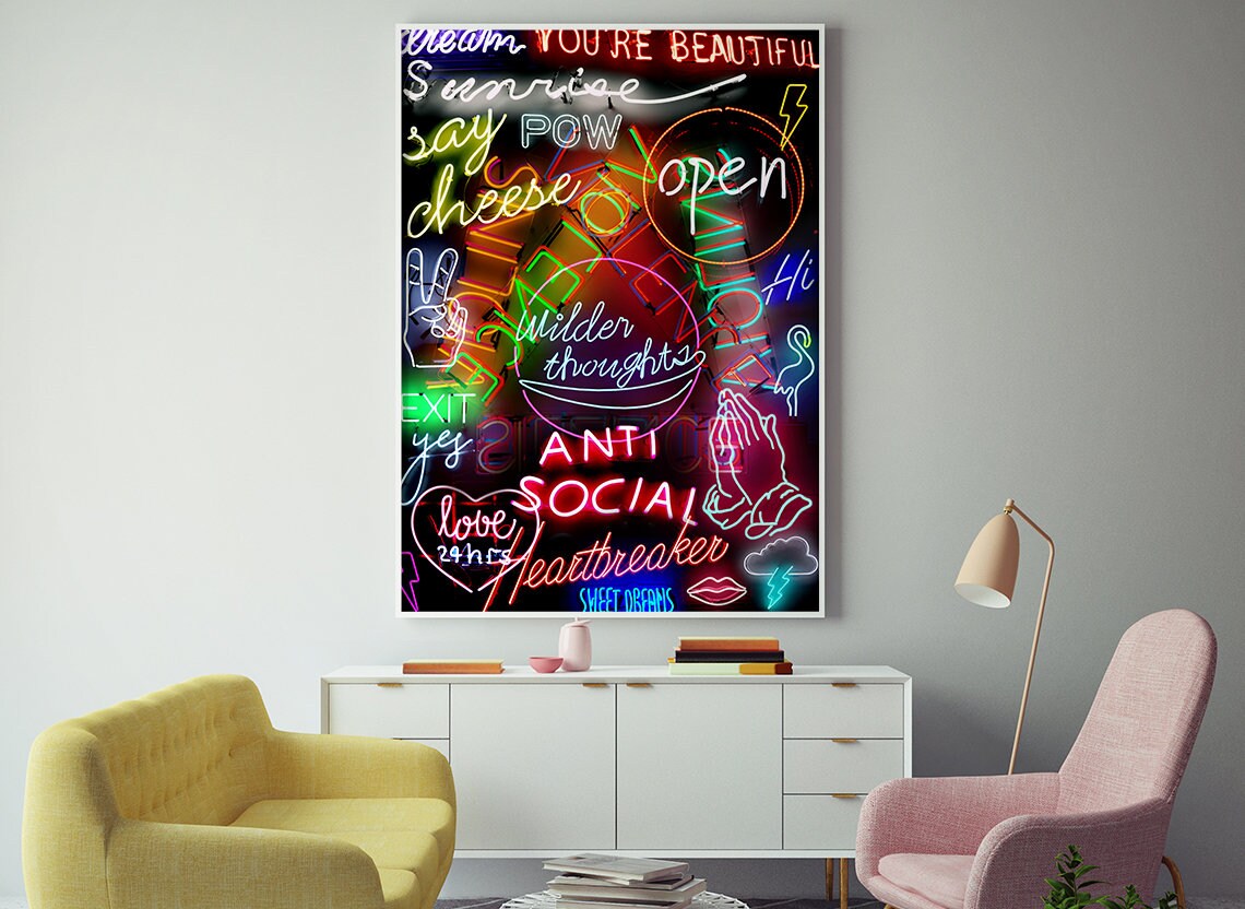 Neon Sign Mashup Print Neon Art Print Neon Sign Typography | Etsy