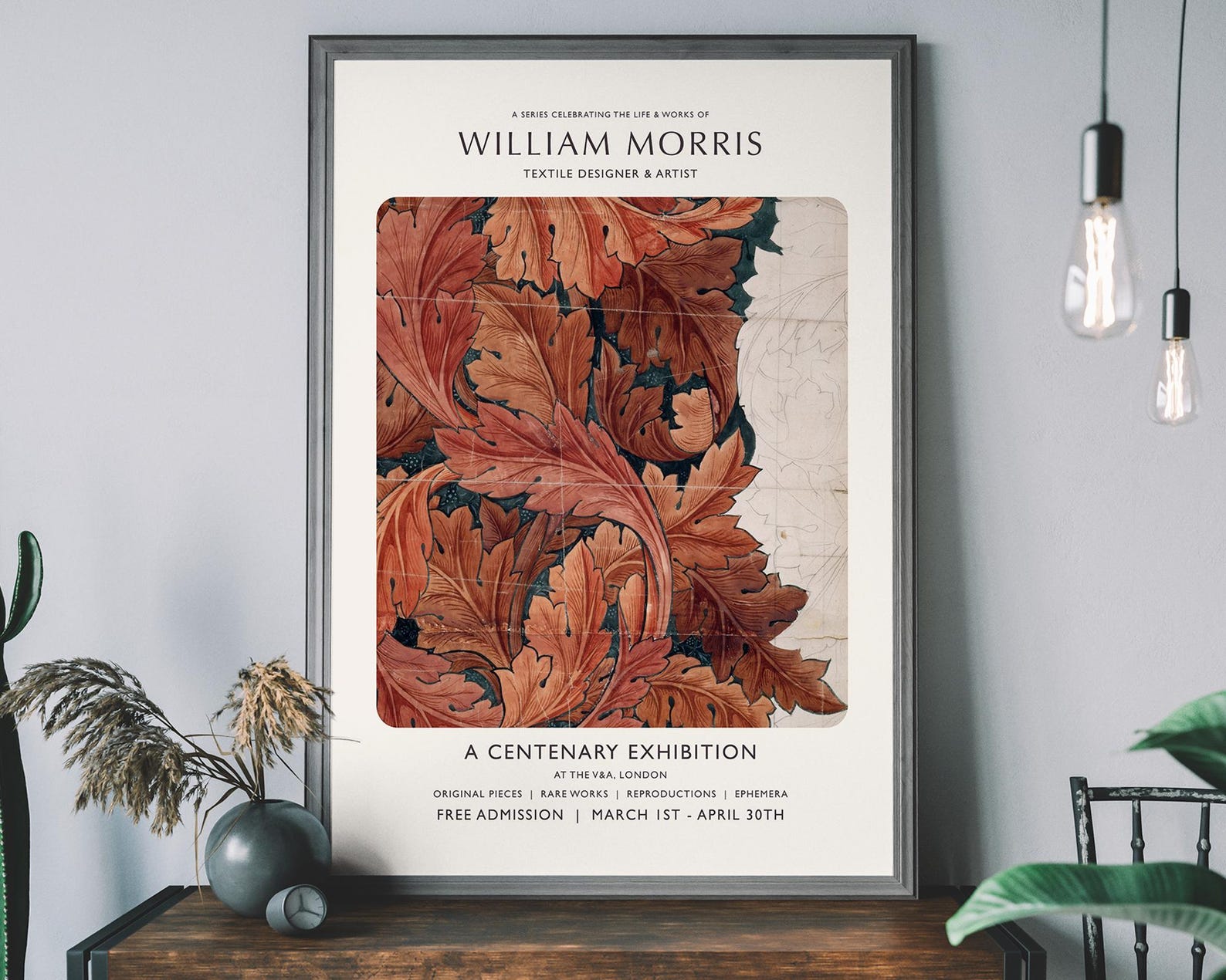 William Morris Exhibition Poster, Vintage Museum Print, Flower Pattern ...