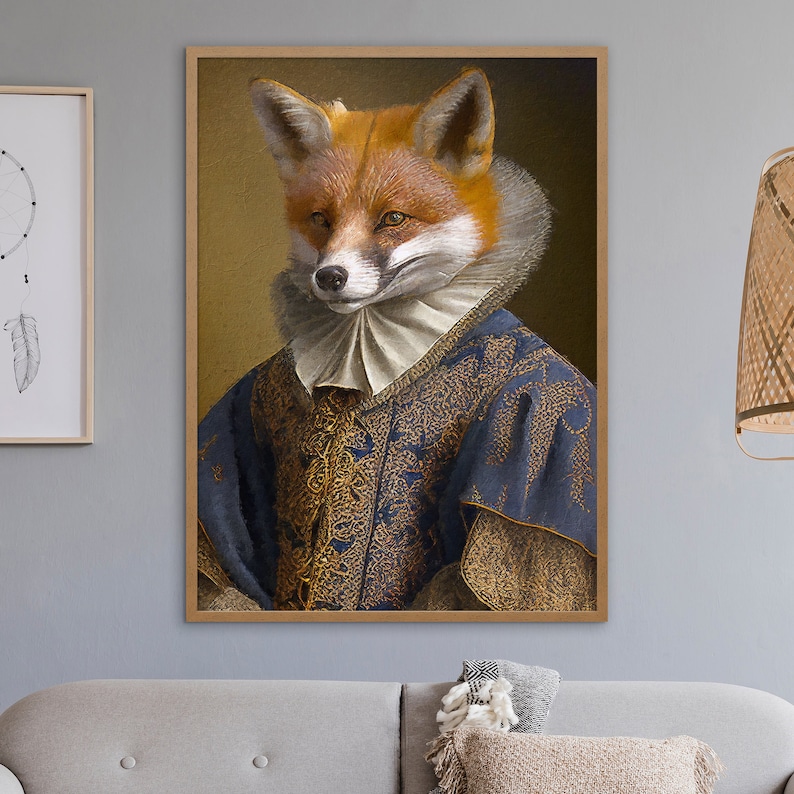 Victorian Fox Portrait Print – Renaissance Animal Painting, Altered Art ...