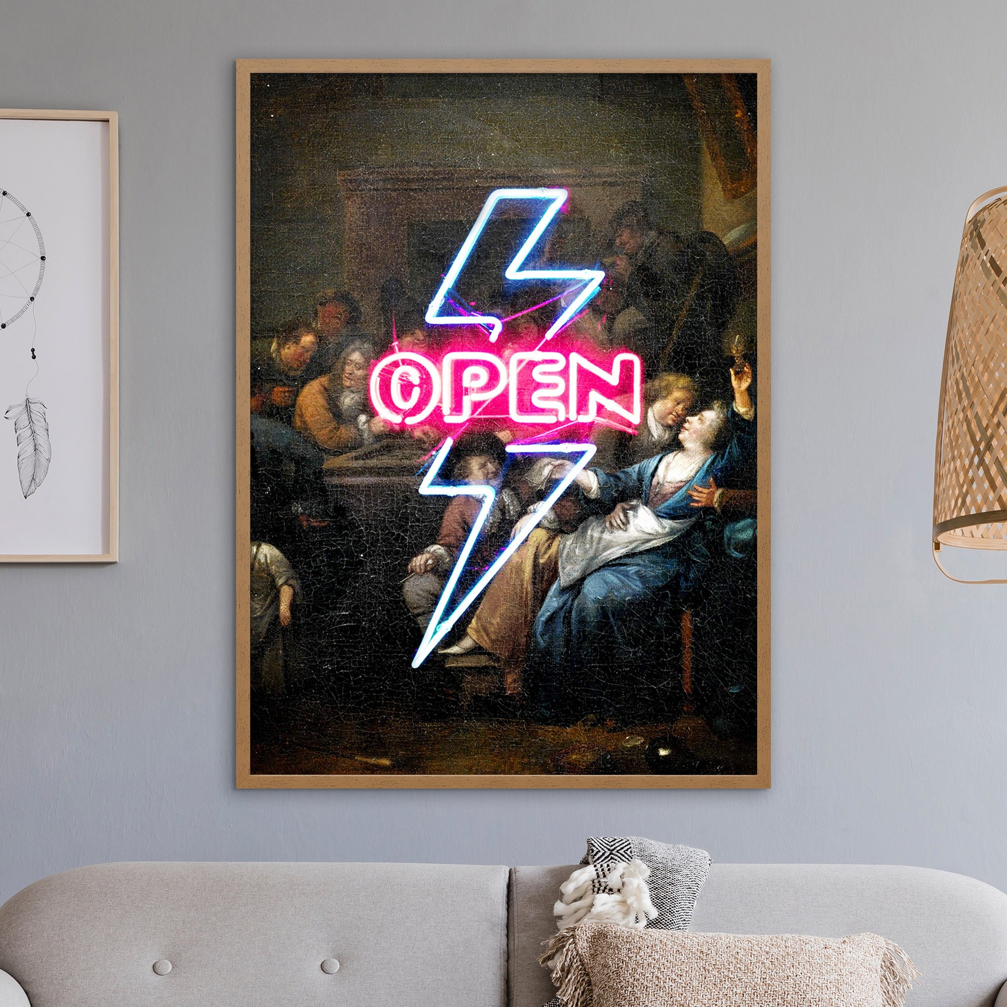 Open Sign Wall Art Lightning Bolt Art Print Altered Vintage - Etsy
