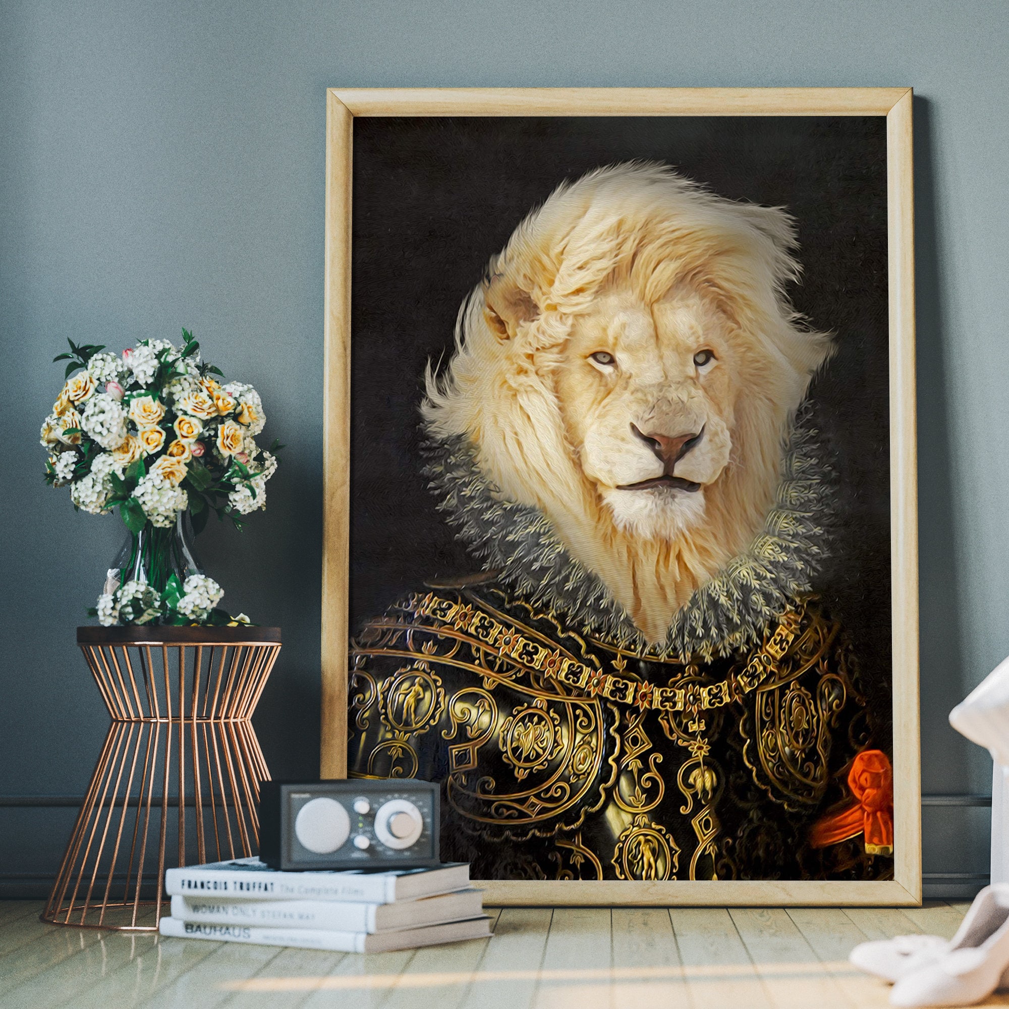 Lion Vintage Portrait Renaissance Animal Painting Altered - Etsy
