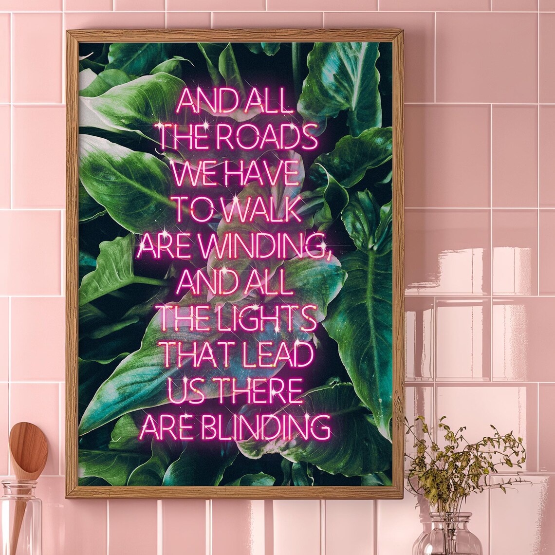 Oasis Wonderwall Song Lyric Print, Indie Wall Art, Neon Sign Print ...