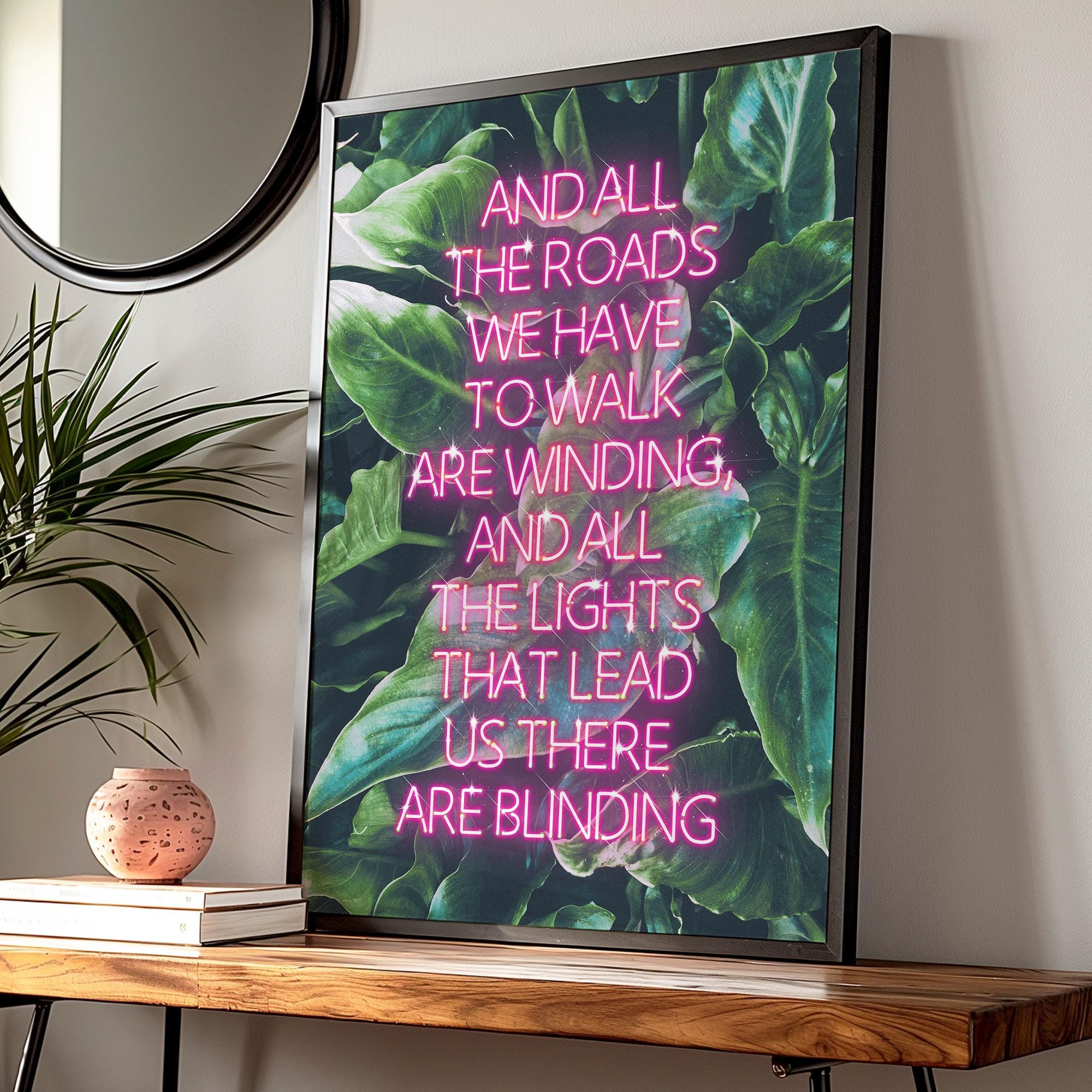 Oasis Wonderwall Song Lyric Print, Indie Wall Art, Neon Sign Print ...