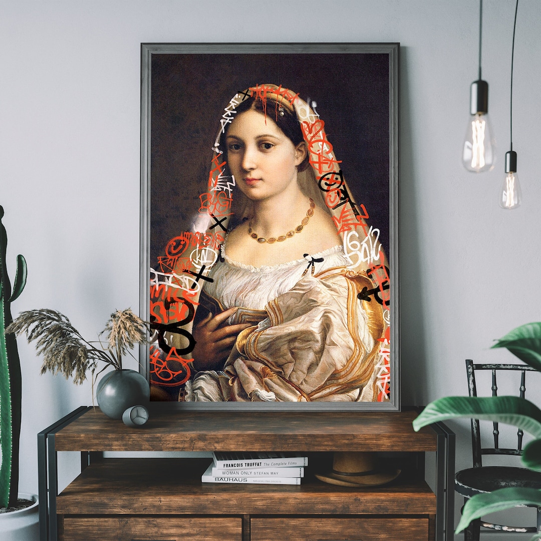 Renaissance Portrait Print, Altered Art Poster, Graffiti Art, Urban Art ...