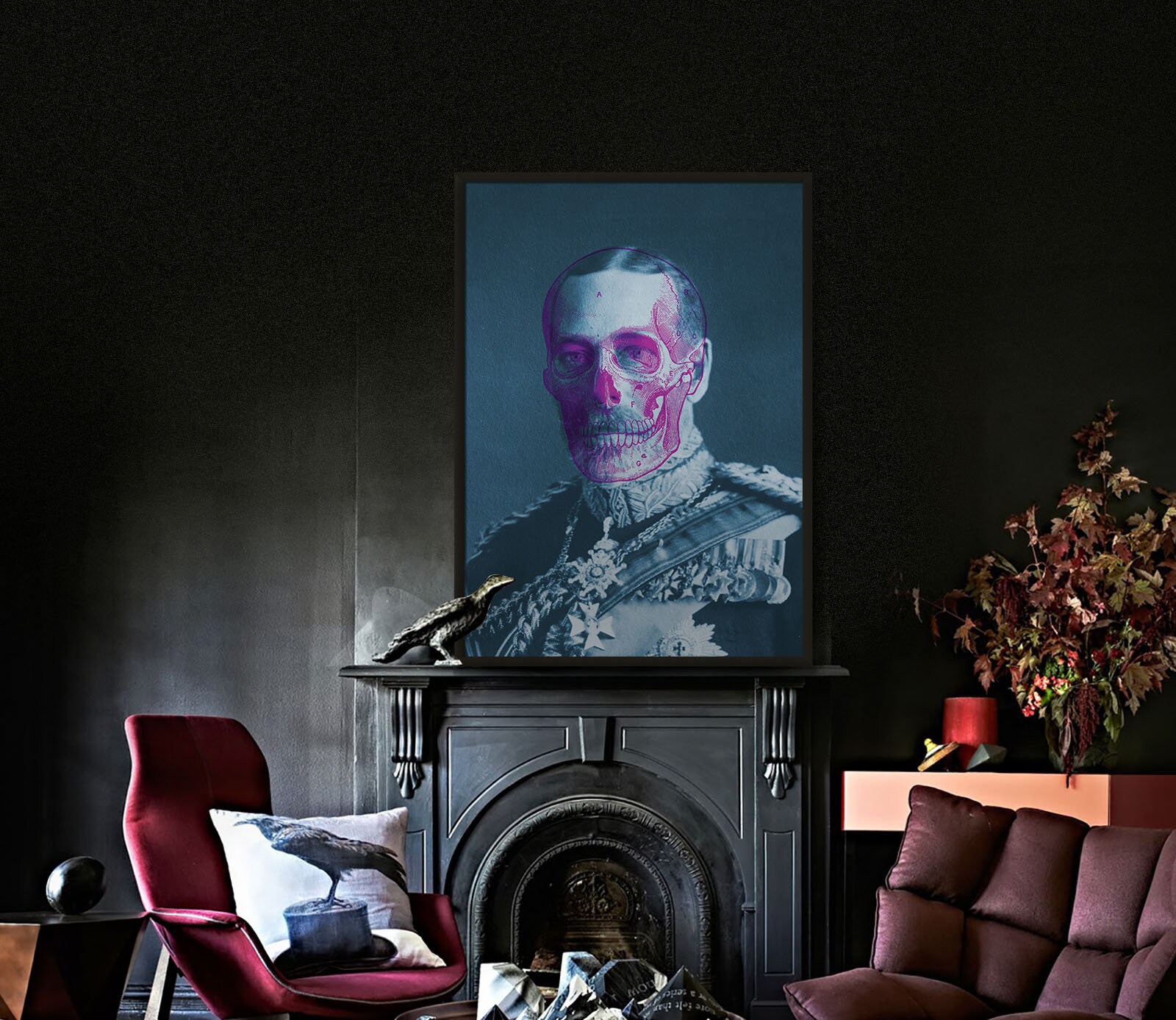 King George Art Print Vintage Abstract Skull Print Royal - Etsy