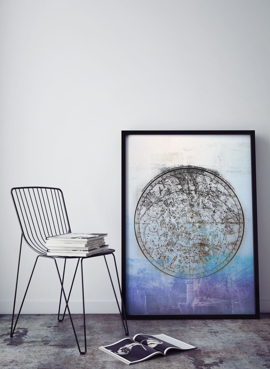 Nautical Map Blue Blend Print Vintage Map Art Print Star - Etsy