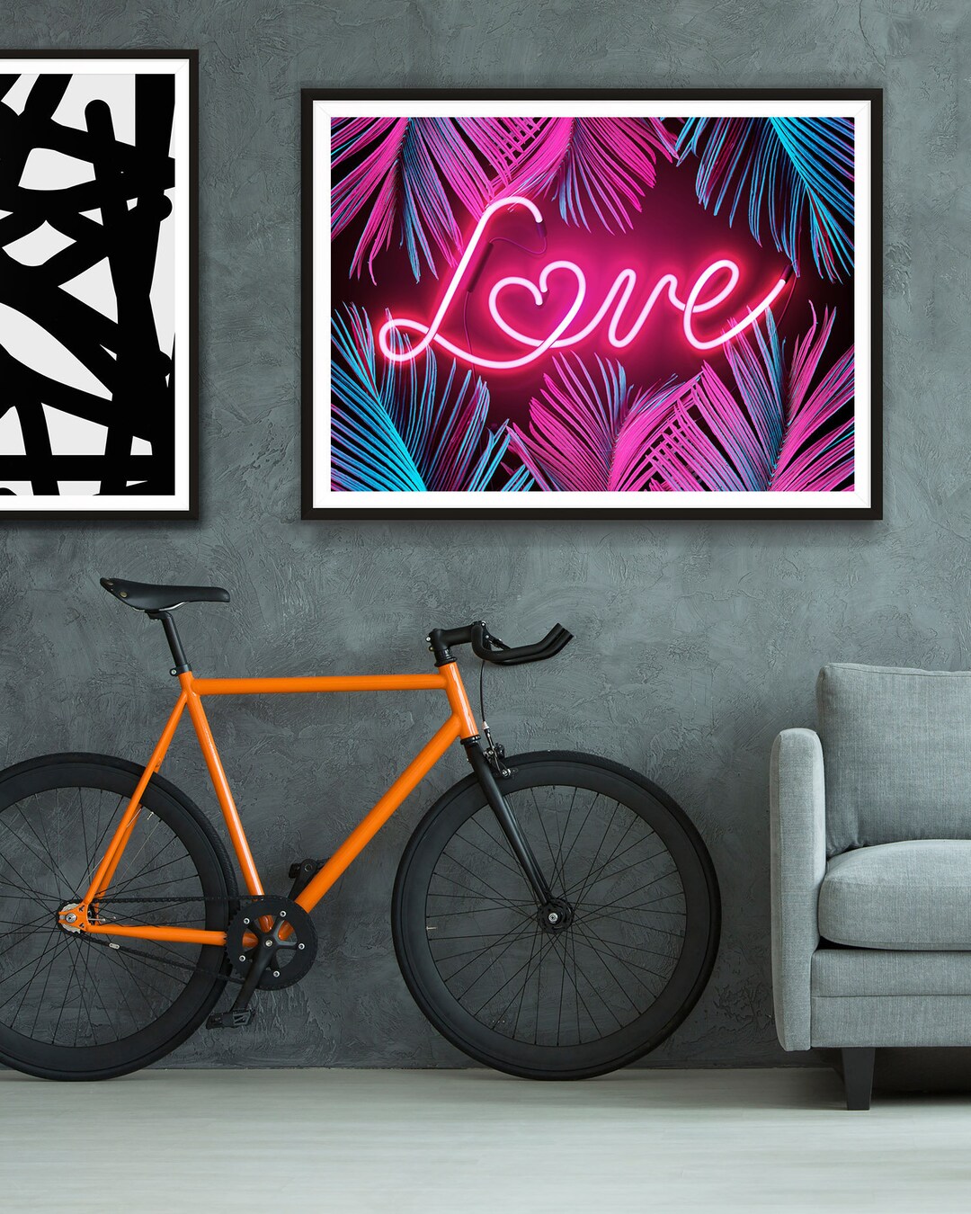 Tropical Love Neon Print – Tropical Wall Decor, Neon Typography ...